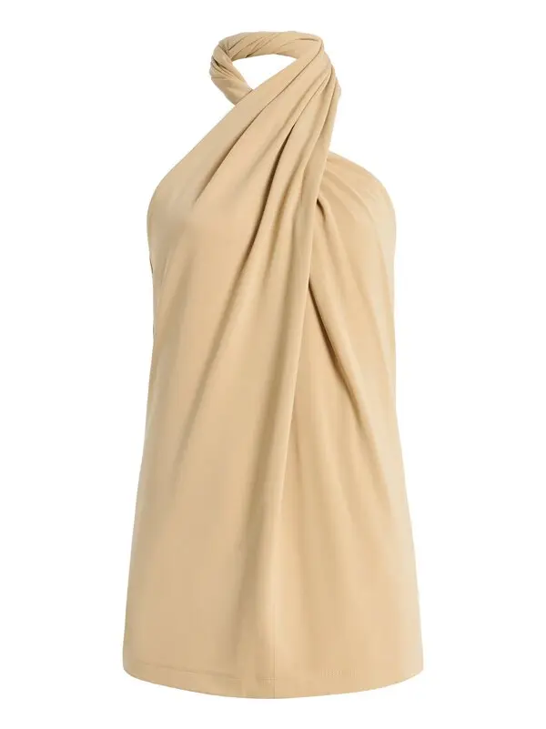 TOTEME Twisted Jersey Halter Top - Neutral