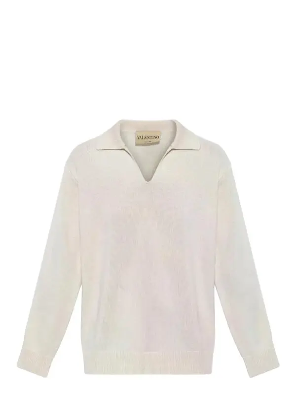 Valentino Garavani Cream Cashmere V-neck Sweater - Neutrals