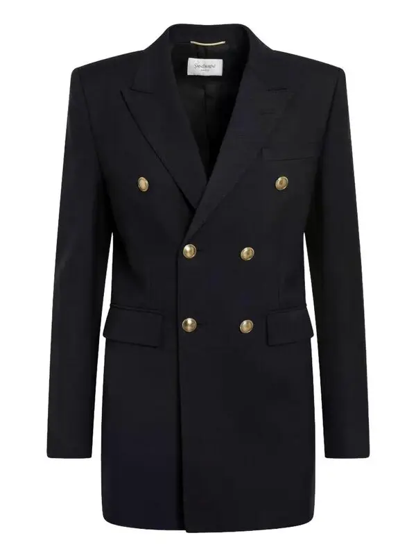 Saint Laurent Double-breasted Wool Blazer - Blue
