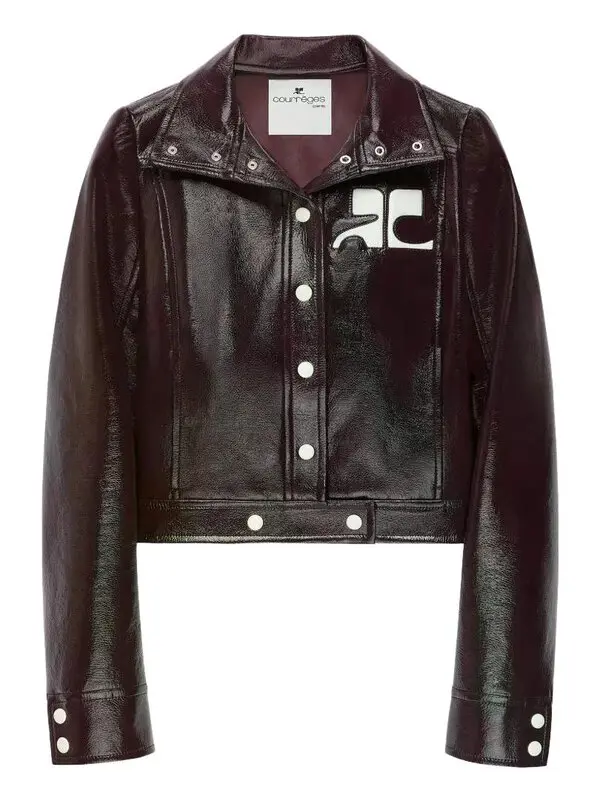 COURREGES Vinyl-effect Cropped Jacket - Red