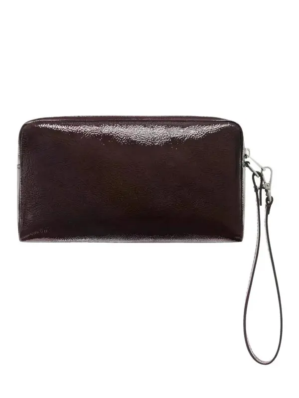 COURREGES Patent Leather Wash Bag - Brown