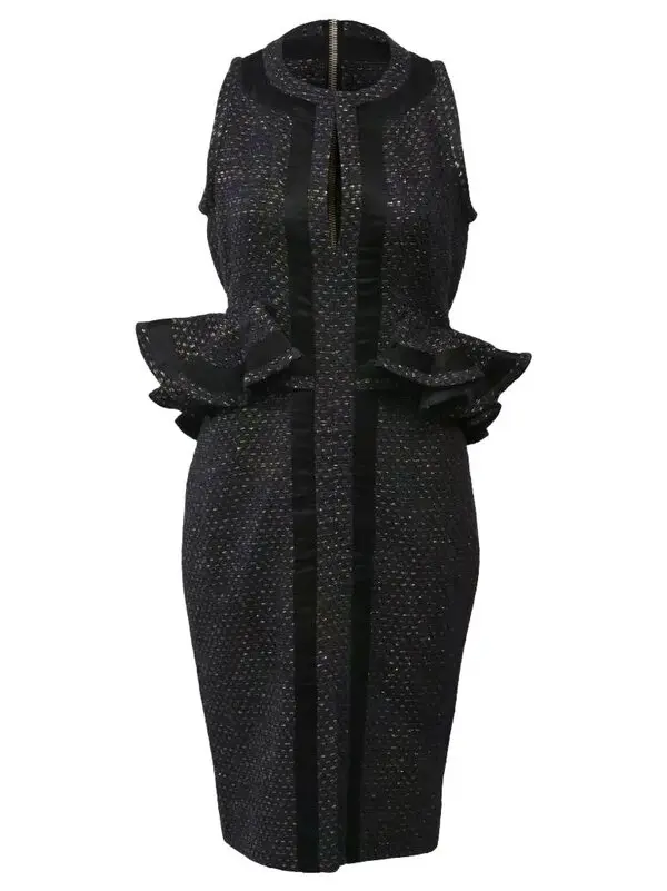 Altuzarra Navy Cotton Tweed Peplum Dress - Blue