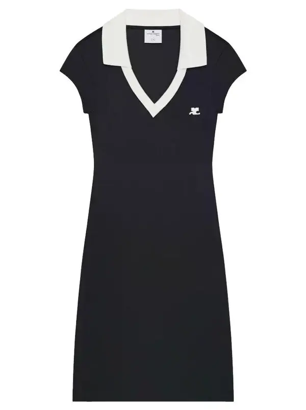 COURREGES V-neck Mini Dress - Black