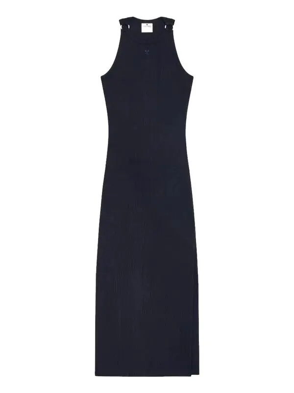 COURREGES Ribbed-knit Midi Dress With Buckle Detail - Blue