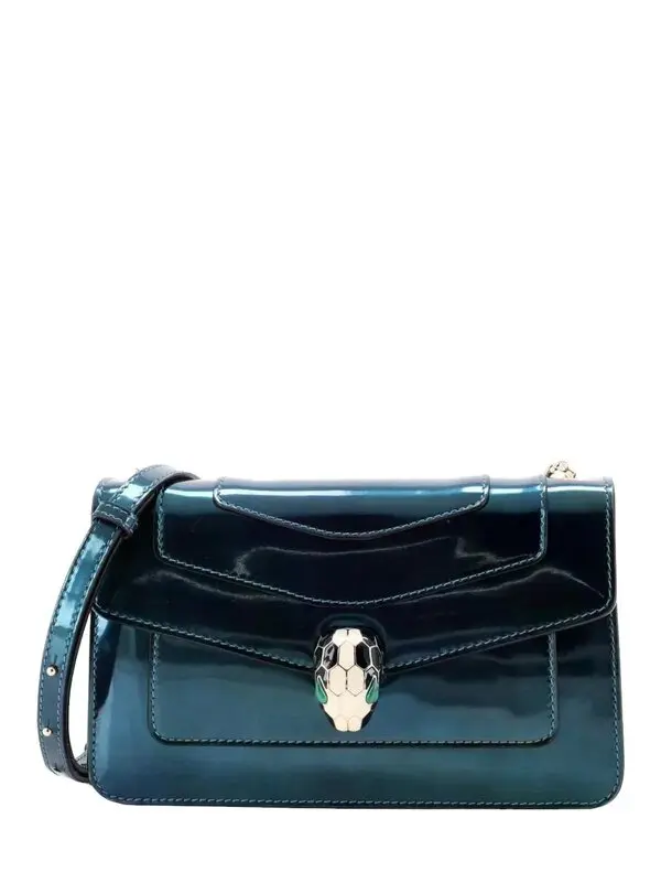 BVLGARI Serpenti Forever Patent Small Shoulder Bag - Blue