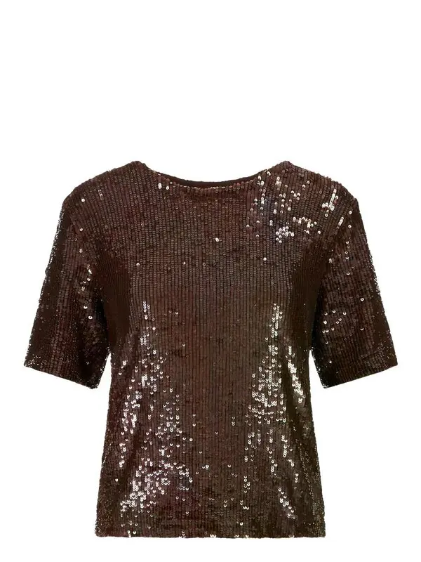 P.a.r.o.s.h Sequin-embellished T-shirt - Brown