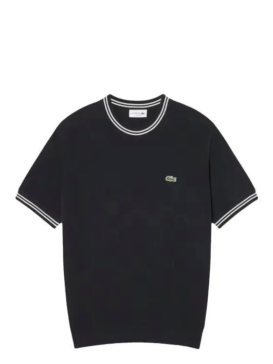 Lacoste Cotton Crepe Moss Stitch Knit Sweater - Blackbird/flour