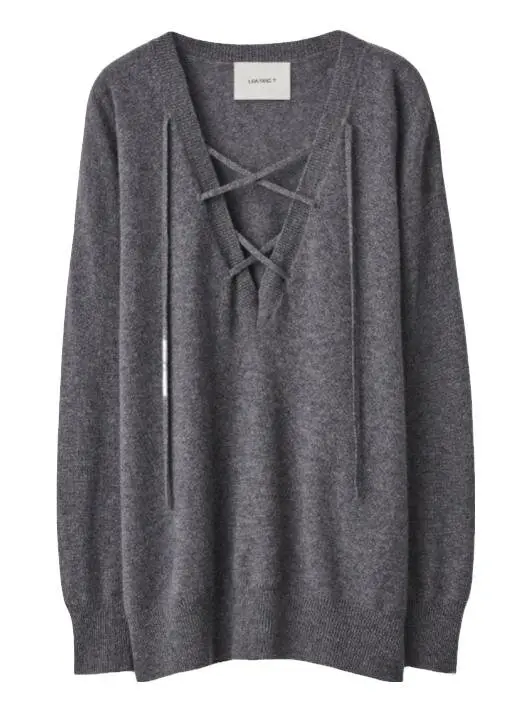 LISA YANG Erna V-neck Knitwear With Lace-up Detail - Black