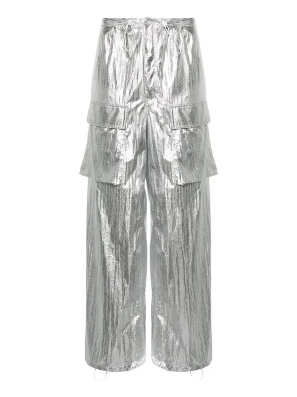 MAISON MARGIELA Metallic Drawstring Wide-leg Trousers - Gray