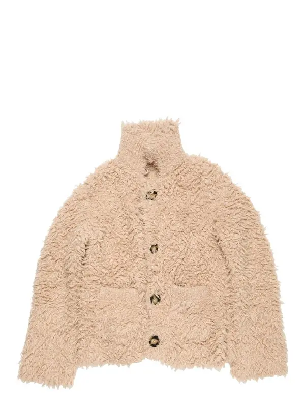 Acne Studios Oversized Textured Funnel Neck Cardigan - Sand Beige