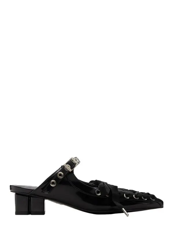 GANNI Lace-up Mules - Black