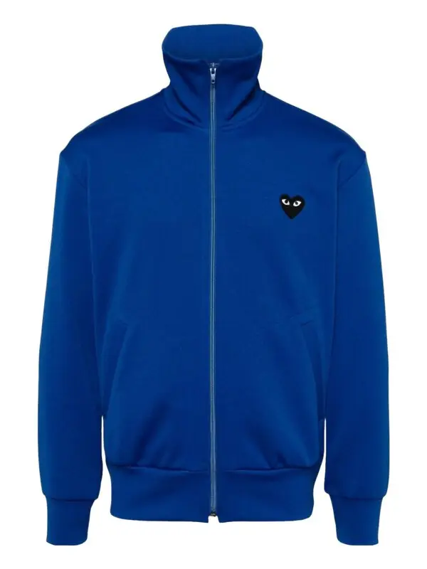 Play Comme Des Garcon Zip-up Sweater With Applique - Electric Blue