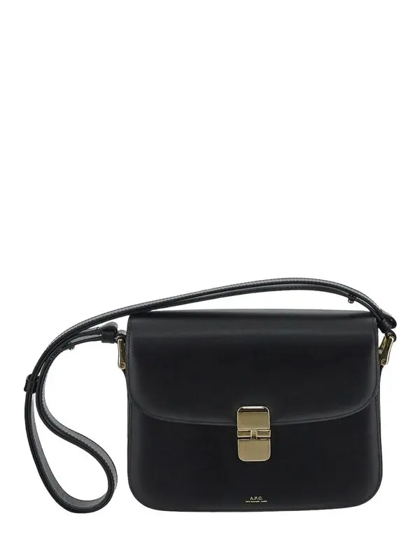 A.p.c. Leather Crossbody Bag With Flap Closure - Black
