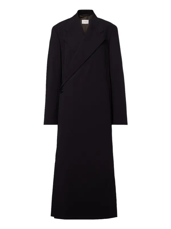 LEMAIRE Wool Crêpe Wrap Coat - Black