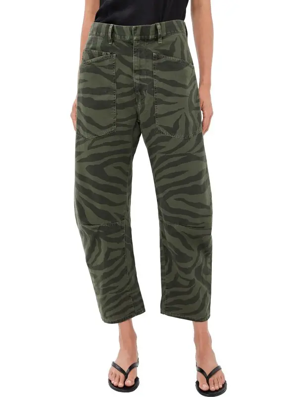NILI LOTAN Shon Zebra Print Twill Pants - Camo Zebra