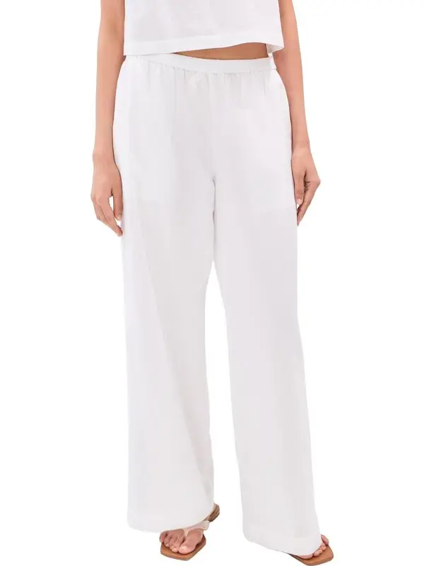 LE BOP Margot Linen Blend Wide Leg Pants - White