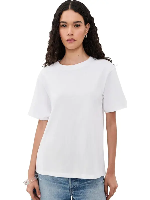 Good American The Oversized Tee Cotton Jersey Crewneck T-shirt - White001