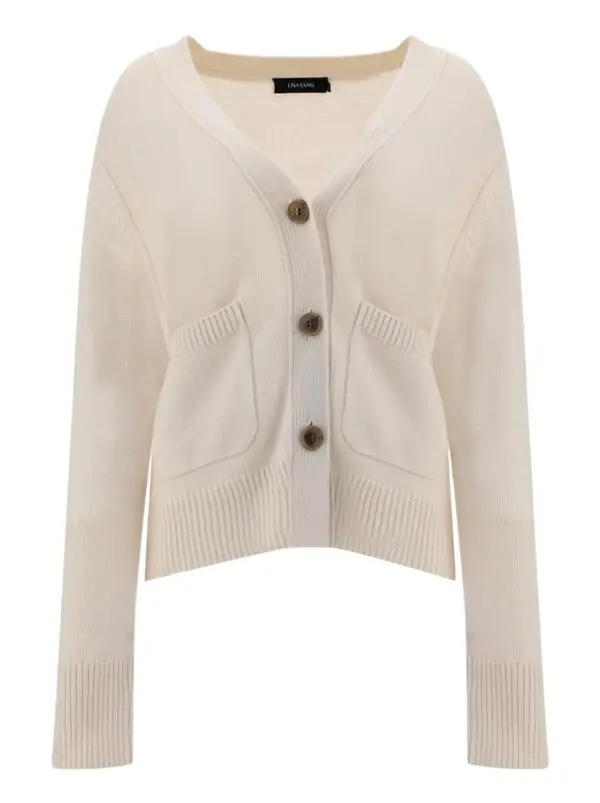 LISA YANG Long Sleeved Cardigan With Button Closure And Ribbed Trim - Nude