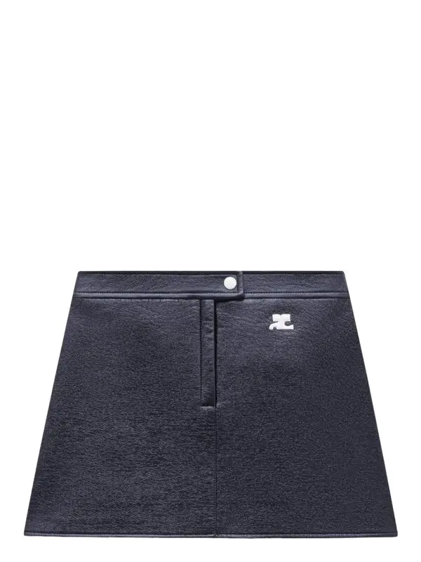 COURREGES Reedition Mini Skirt With Visible Stitching And Logo - Navy Blue
