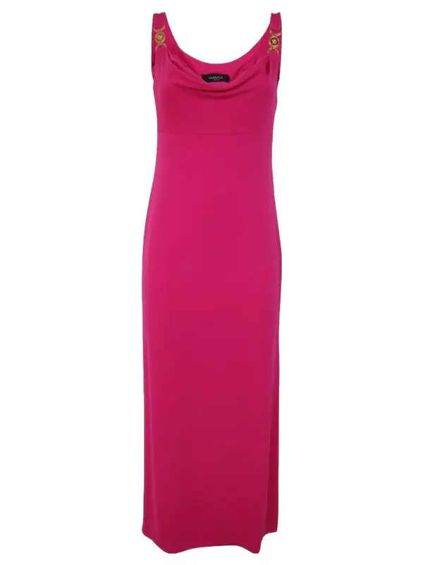 Versace Medusa Plaque Midi Dress - Pink
