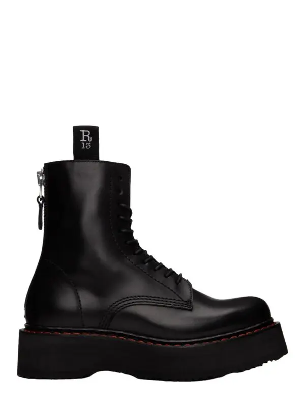 R13 Platform Leather Ankle Boots - Black