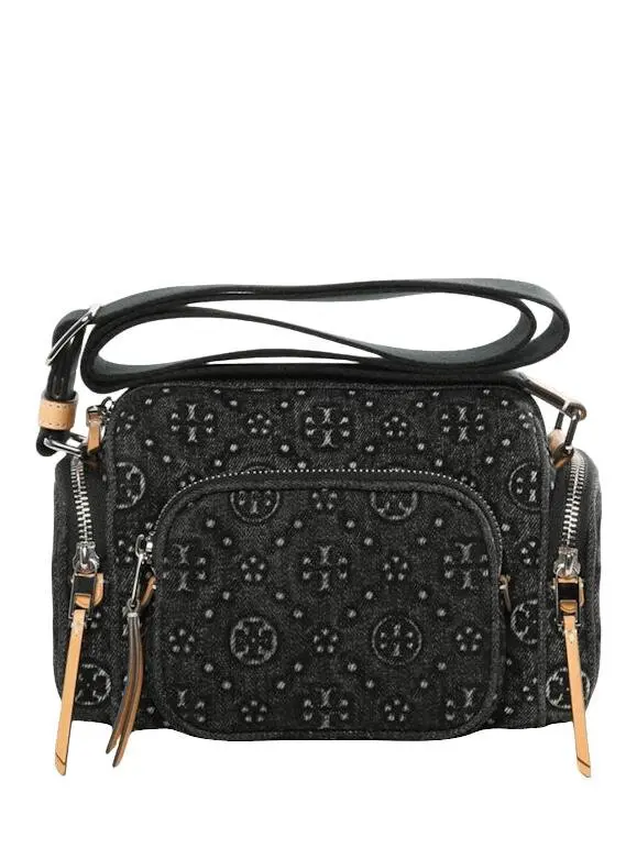 Tory Burch T Monogram Denim Crossbody - Black