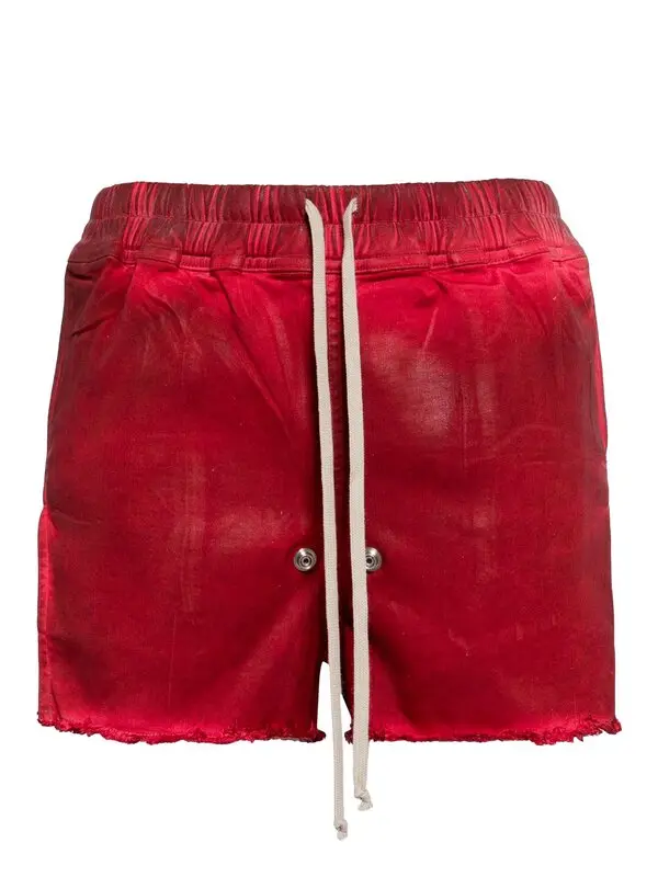 Rick Owens Side-slit Denim Shorts - Red