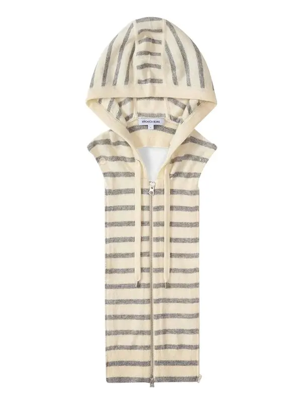 Veronica Beard Hooded Vest With Zipper Closure And Drawstring Details - Marfil