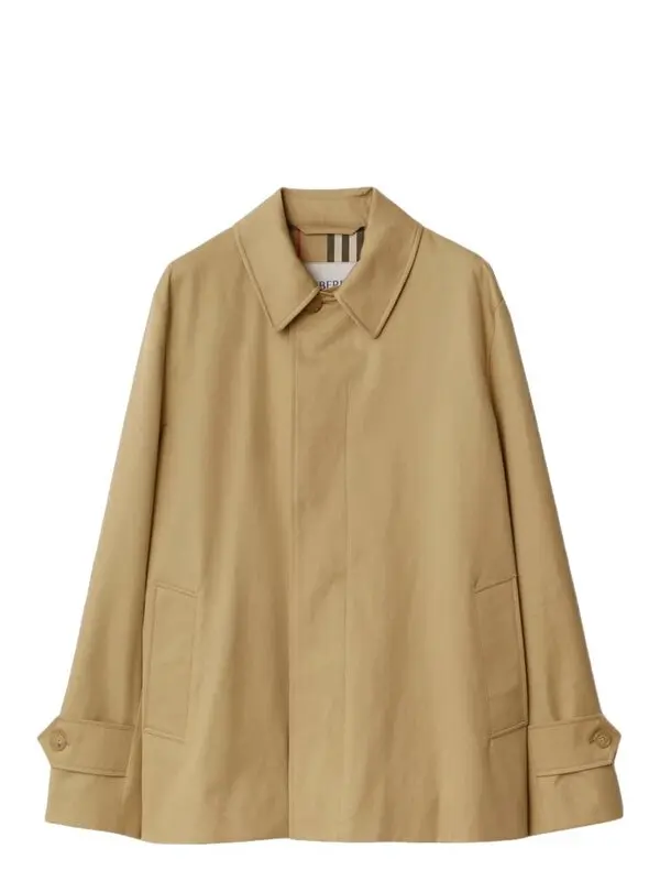 Burberry Gabardine Short Trench Coat - Flaxen
