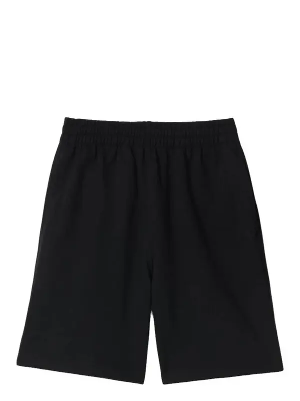 Burberry Straight-leg Cotton Shorts With Equestrian Knight Logo Detail - Black