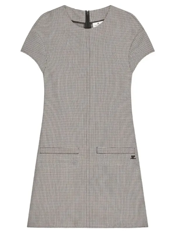 COURREGES Houndstooth Pattern Mini Dress - Natural/red/black