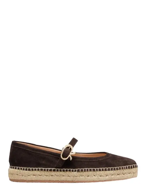 GIANVITO ROSSI Elda Suede Mary Jane Espadrilles - Black