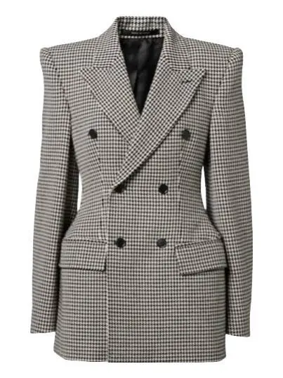 Balenciaga Houndstooth Wool Blazer - Gray