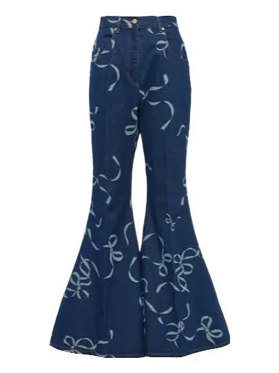 Nina Ricci Printed Flared Jeans - Blue