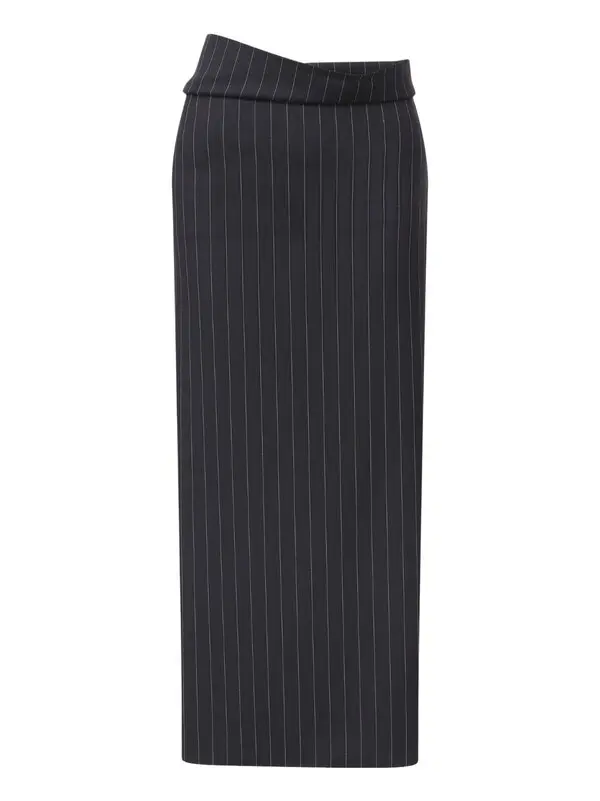 MUGLER Pinstriped Split Skirt - Black