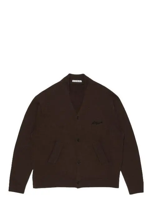 Acne Studios Embroidered Logo Buttoned Cardigan - Dark Brown