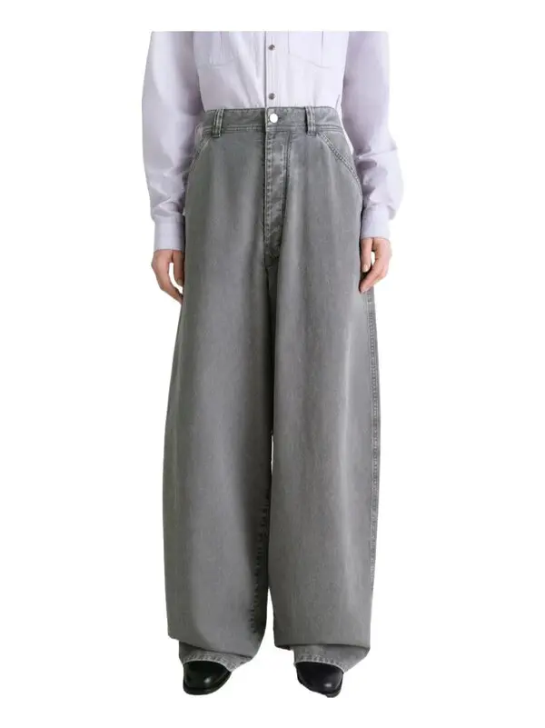 LEMAIRE Snow-wash Tapered Trousers - Gray