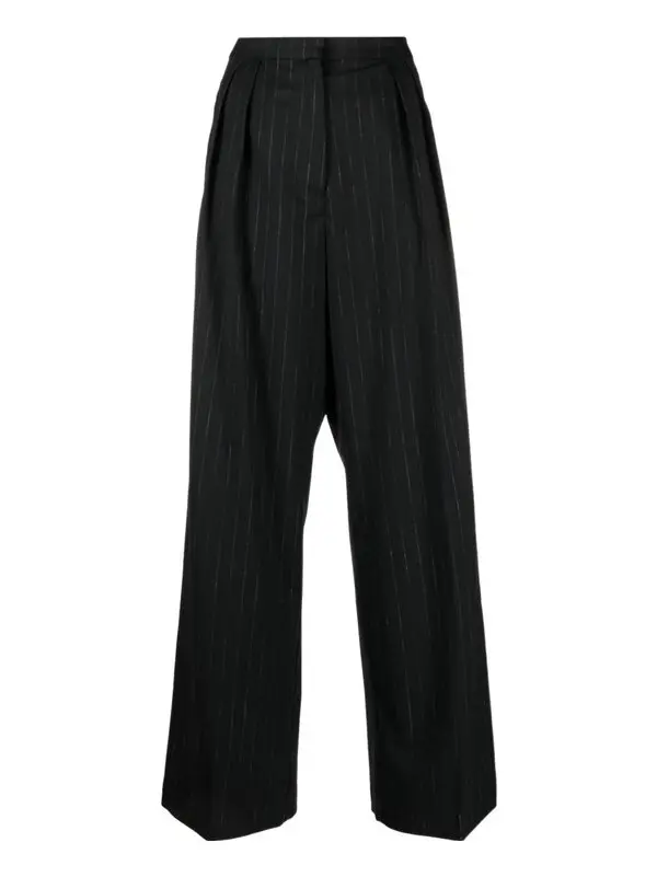 RÓHE Striped Pleated Trousers - Black