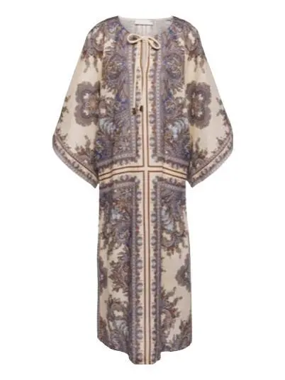 Zimmermann Ottie Paisley Linen Kaftan - Nude