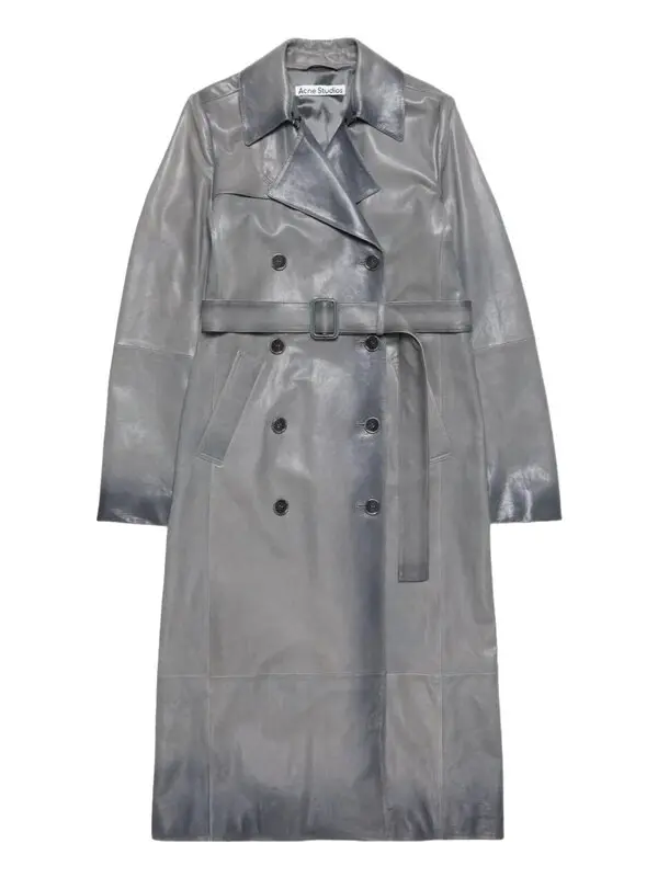 Acne Studios Double-breasted Leather Coat - Gray