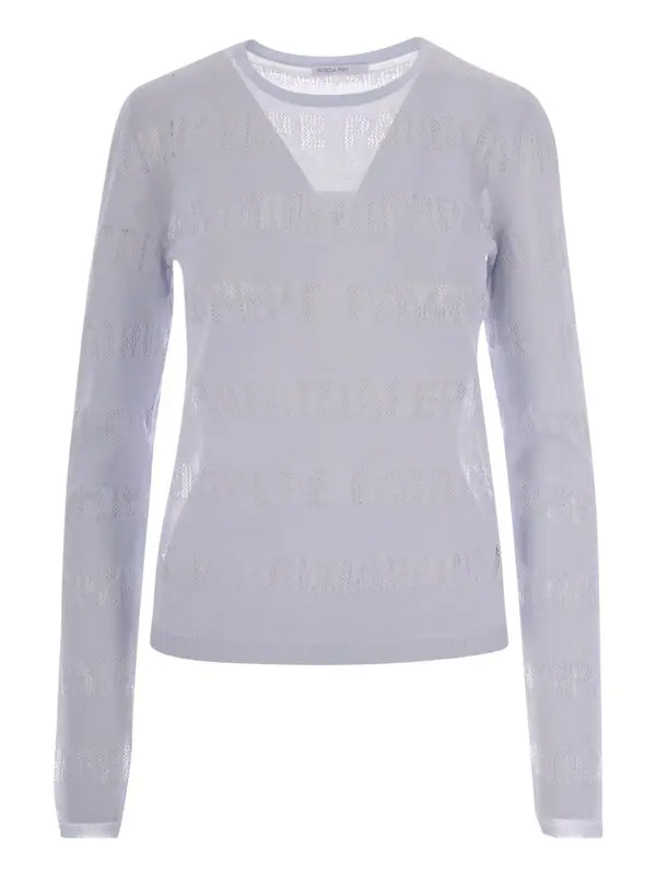 Patrizia Pepe Long Sleeve Sweater With Perforated Details - Gray