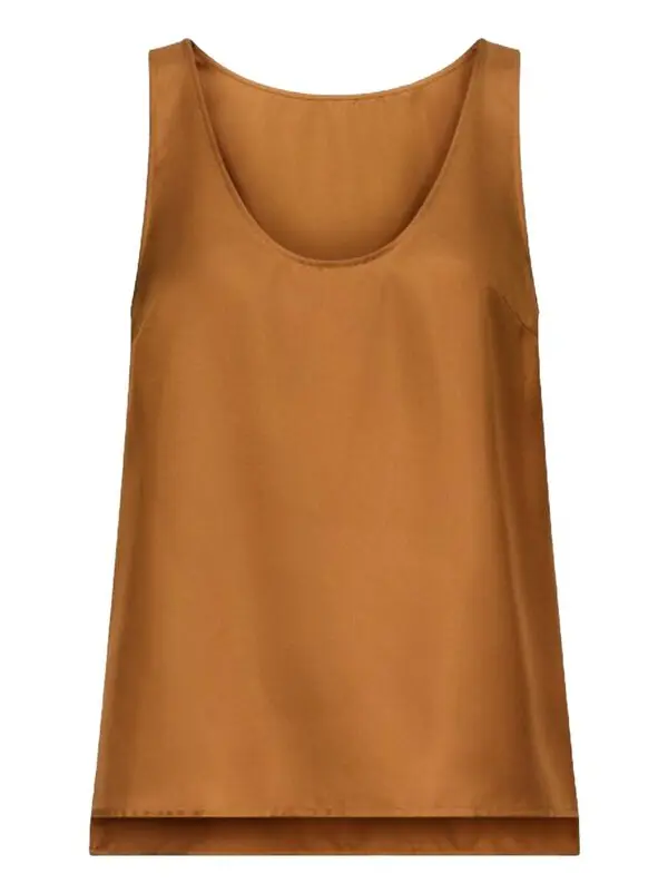 Loulou De Saison Gaby Scoop-neck Silk Top - Brown