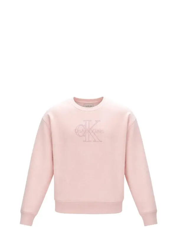 Calvin Klein Long Sleeve Crewneck Sweatshirt With Embroidered Logo - Pink