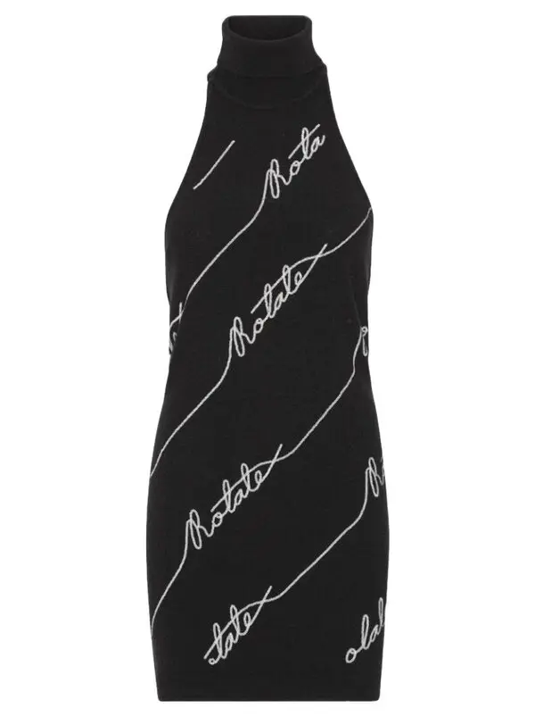 ROTATE BY BIRGER CHRISTENSEN Sequin Logo Mini Dress - Black