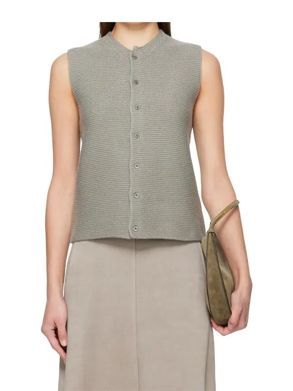 RIER Tyrolean Gilet Wool Sleeveless Cardigan - Nude