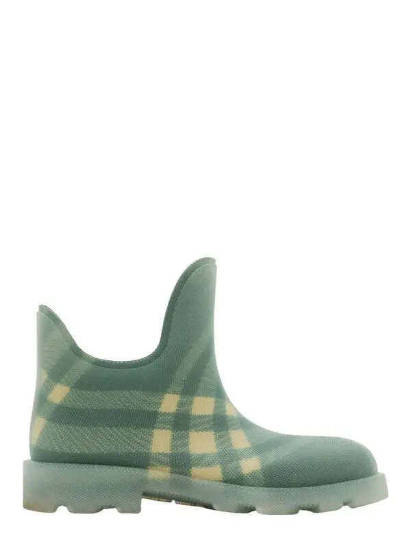 Burberry Checkered Round Toe Ankle Boots - Green