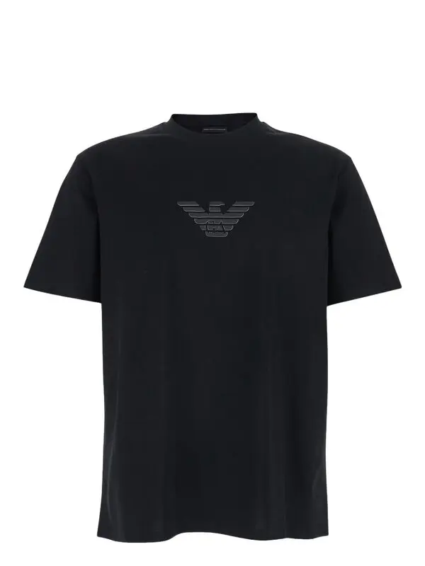 Emporio Armani Logo Embossed Crewneck T-shirt - Black