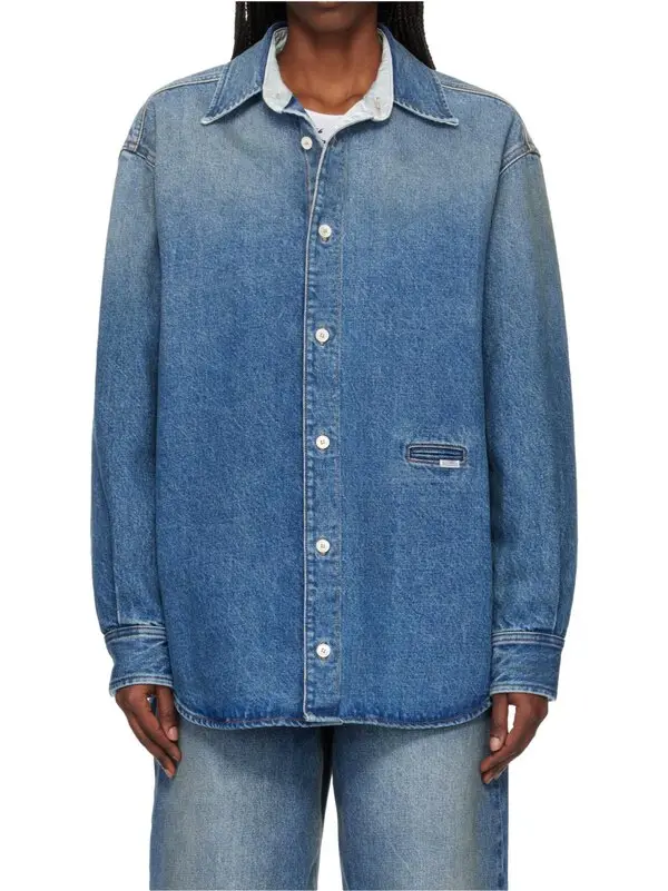 MAISON MARGIELA Distressed Denim Shirt - Light Blue