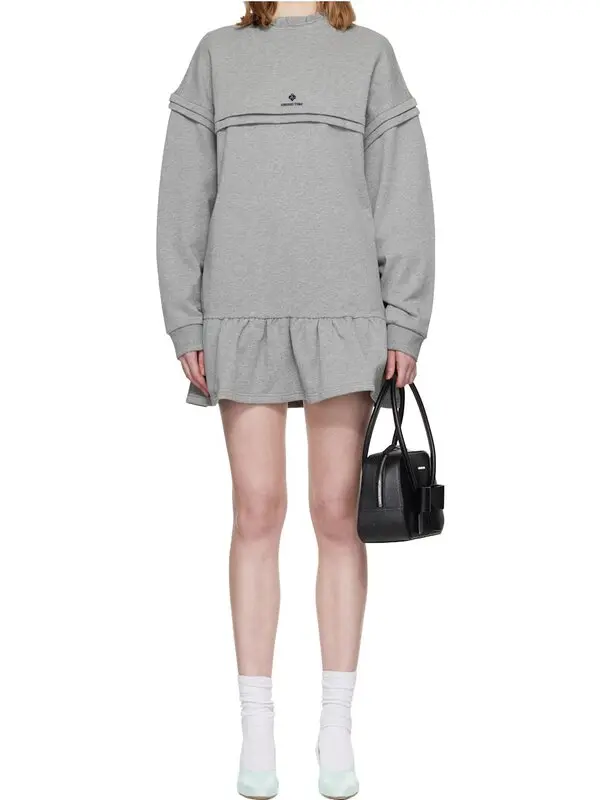 SHUSHU/TONG Long Sleeve Dress With Pleated Details - Grey