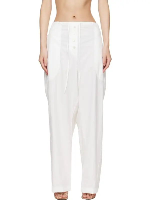 Studio Nicholson Drawstring Waist Casual Pants - White